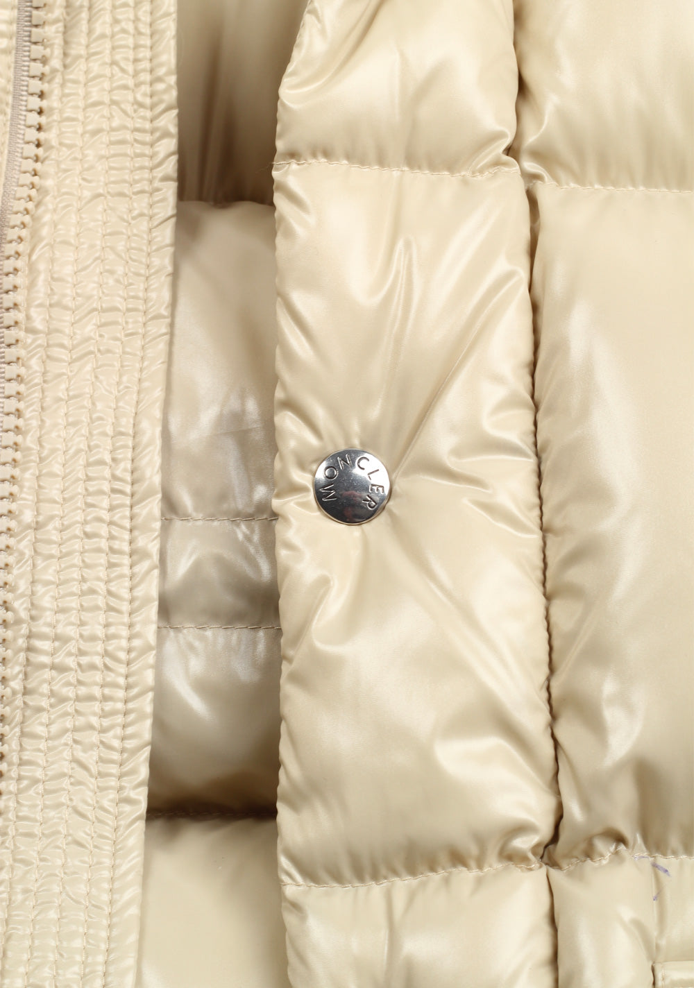 Moncler Beige Frey Down Quilted Jacket Coat Size 4 / L / 52 / 42 U.S ...