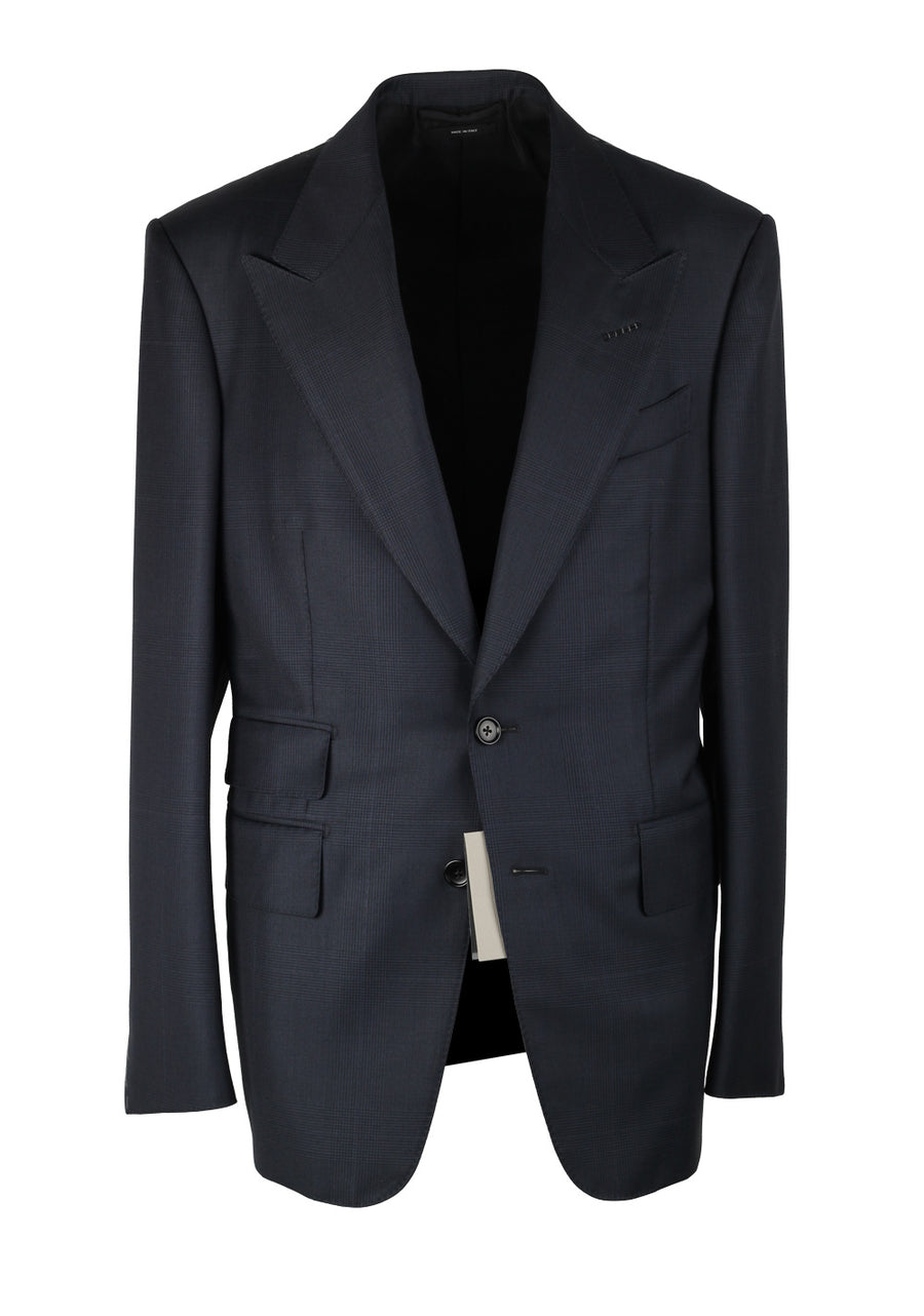 TOM FORD Shelton Wool Checked Blue Suit – Costume Limité